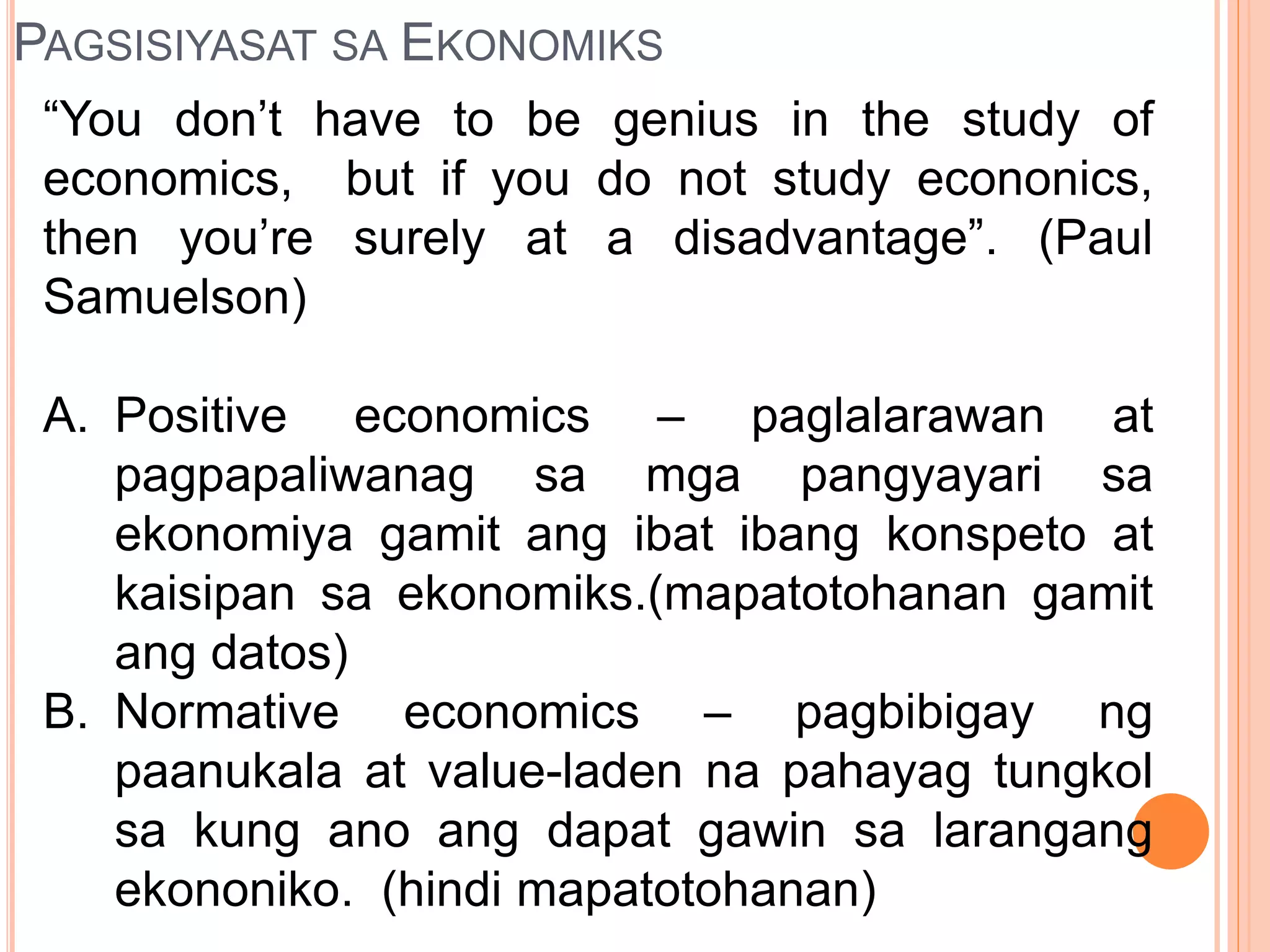 Ekonomics for Grade 9 Students | PPTX