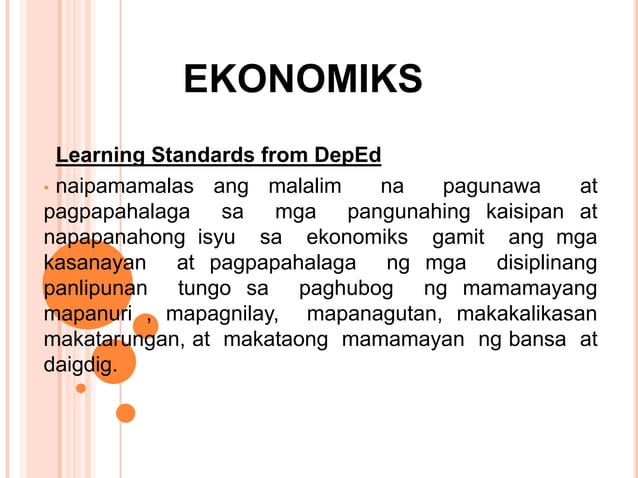 Ekonomics for Grade 9 Students | PPTX