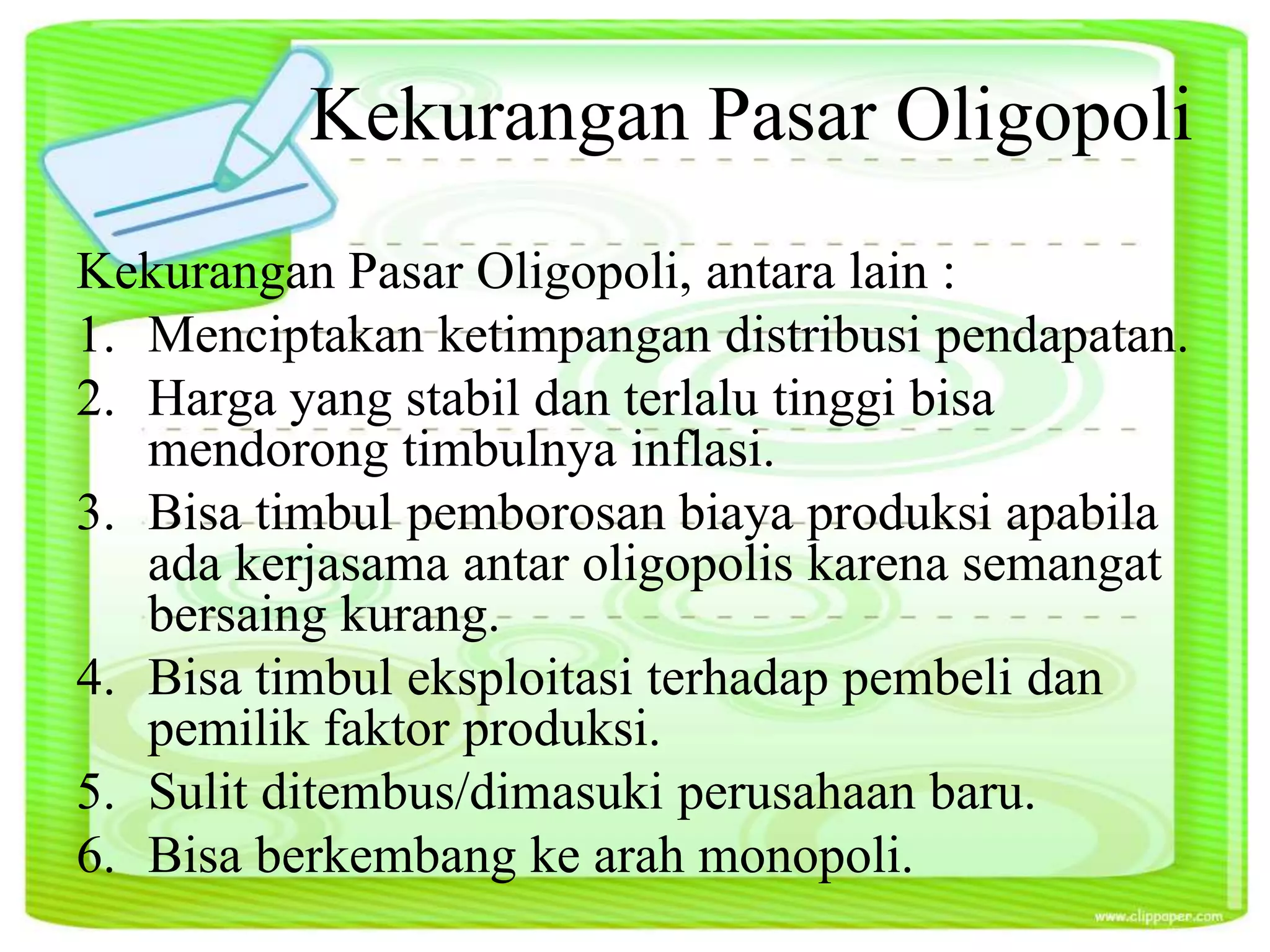 Pengertian Pasar Oligopoli Pptx