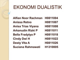Ekonomi dualistik pptx | PPTX