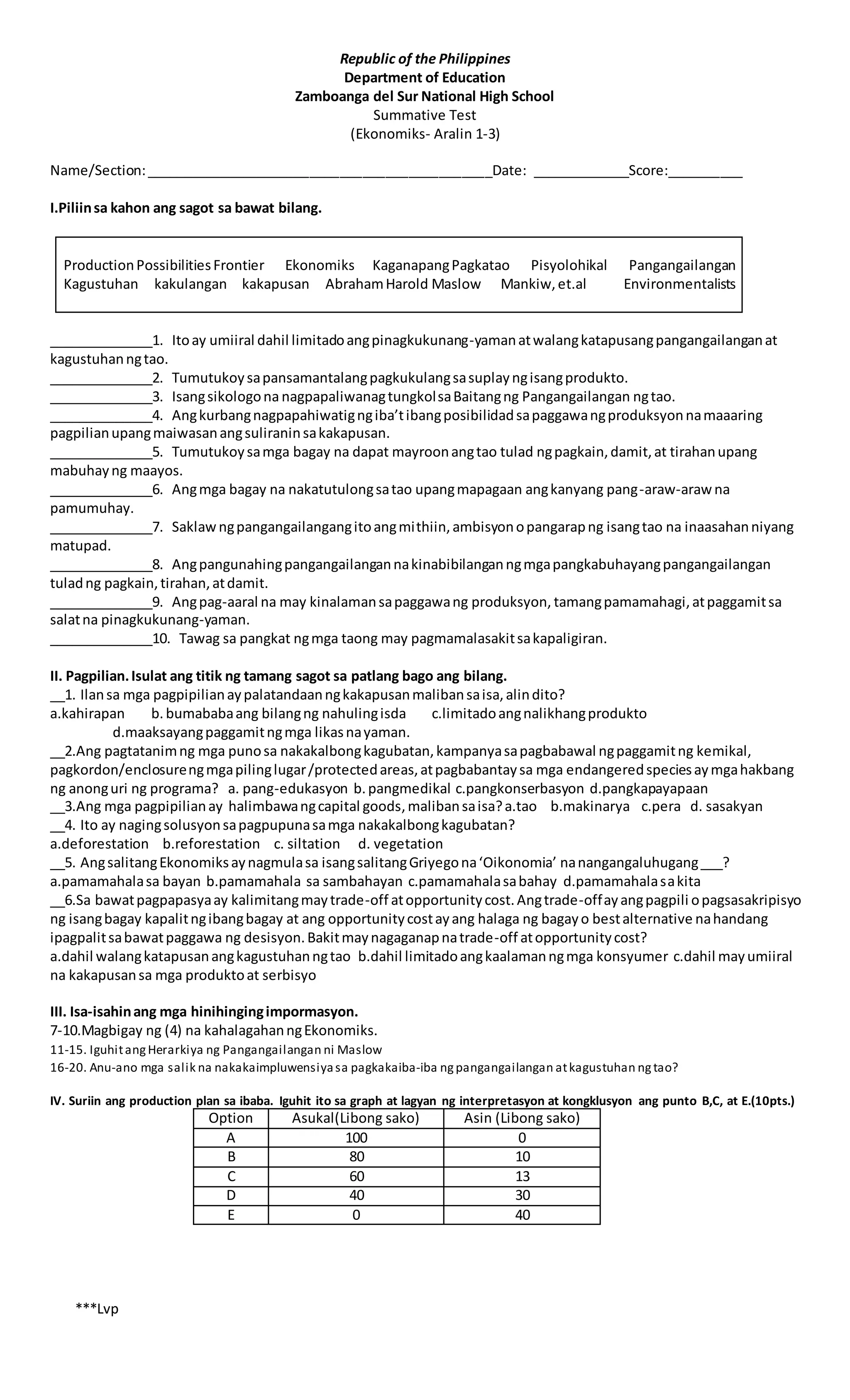 Ekonomiks 1-3(summative) (autosaved) | DOCX