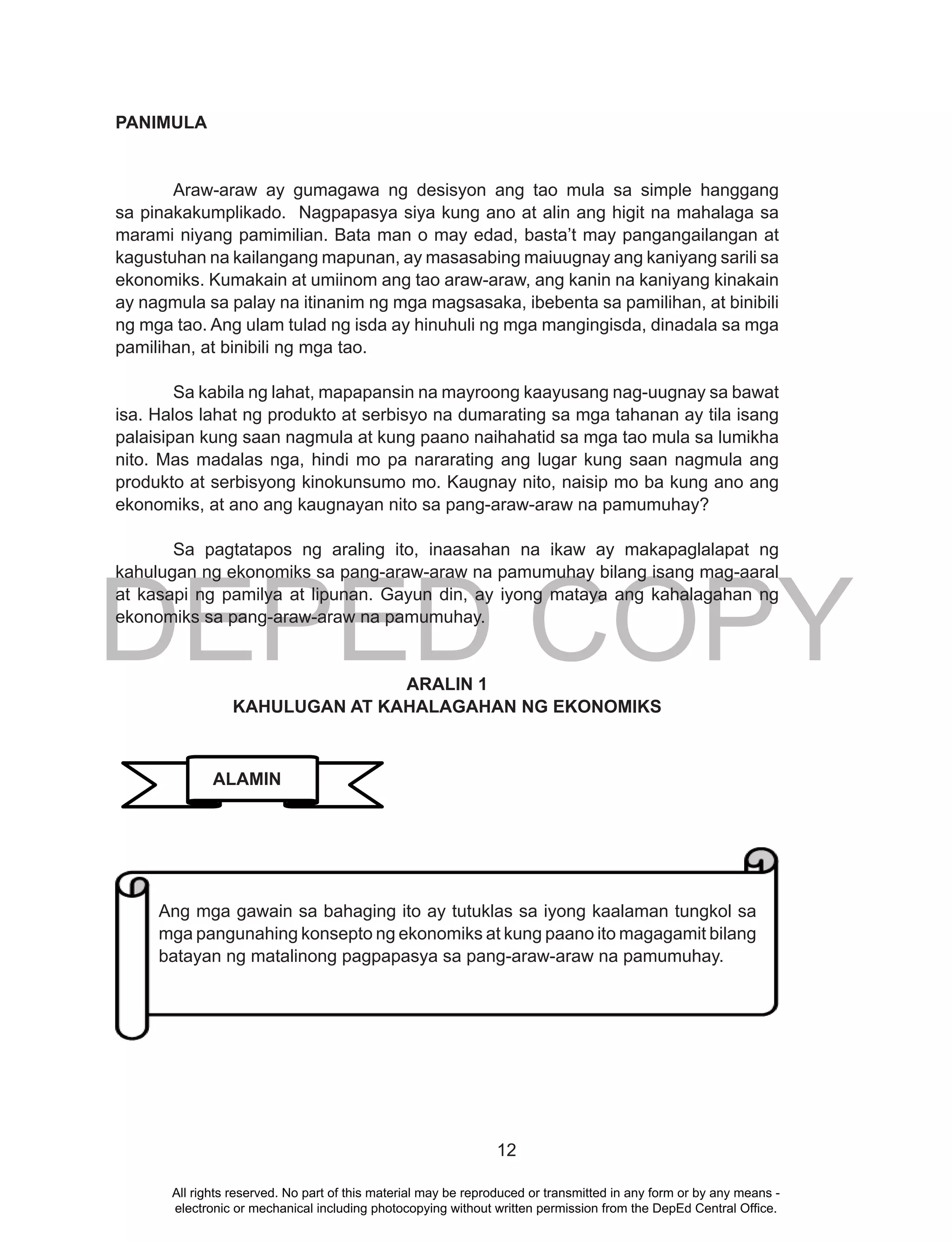 AP9_LM_Ekonomiks_Yunit 1 | PDF