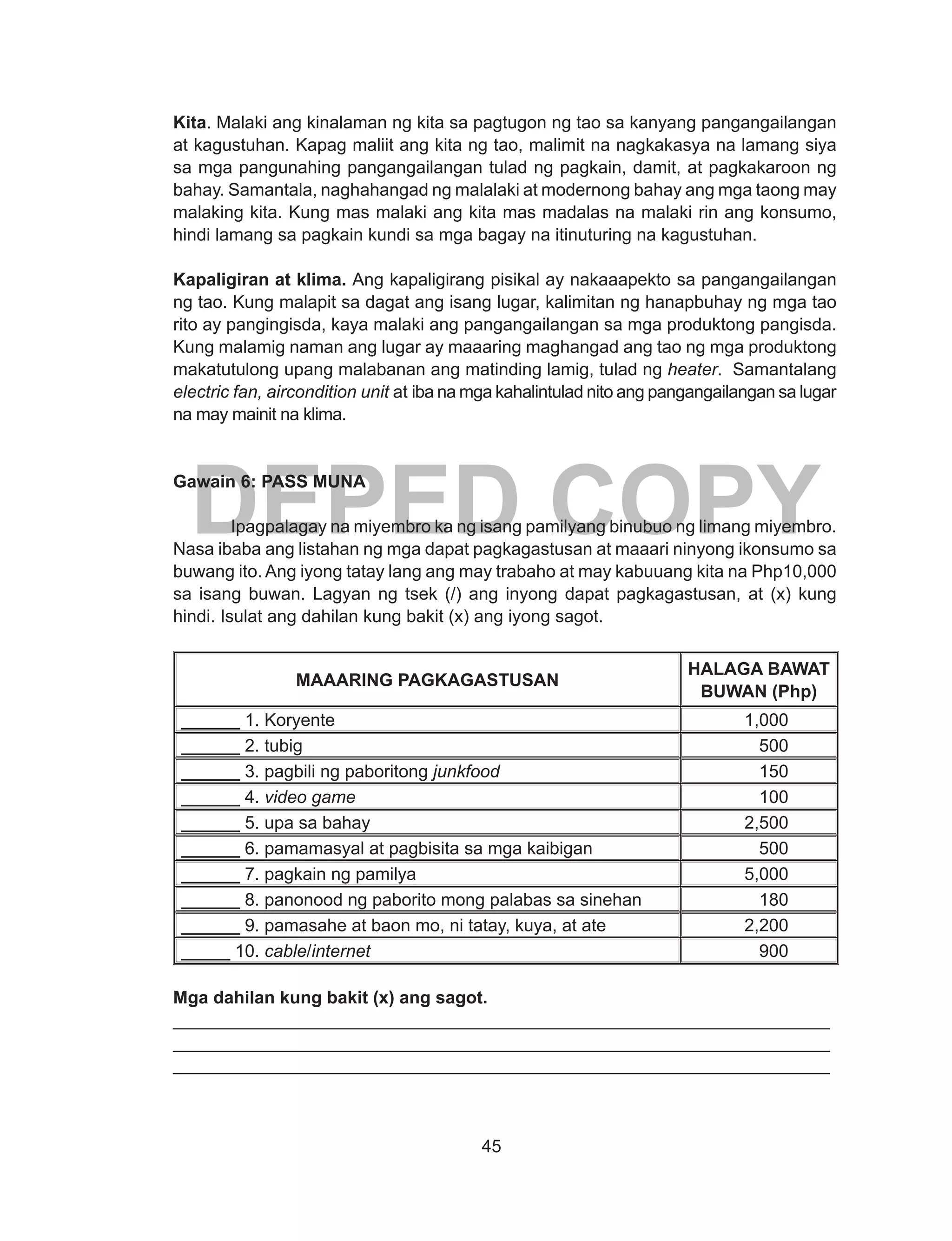 Ekonomiks Learning Module Yunit 1 | PDF