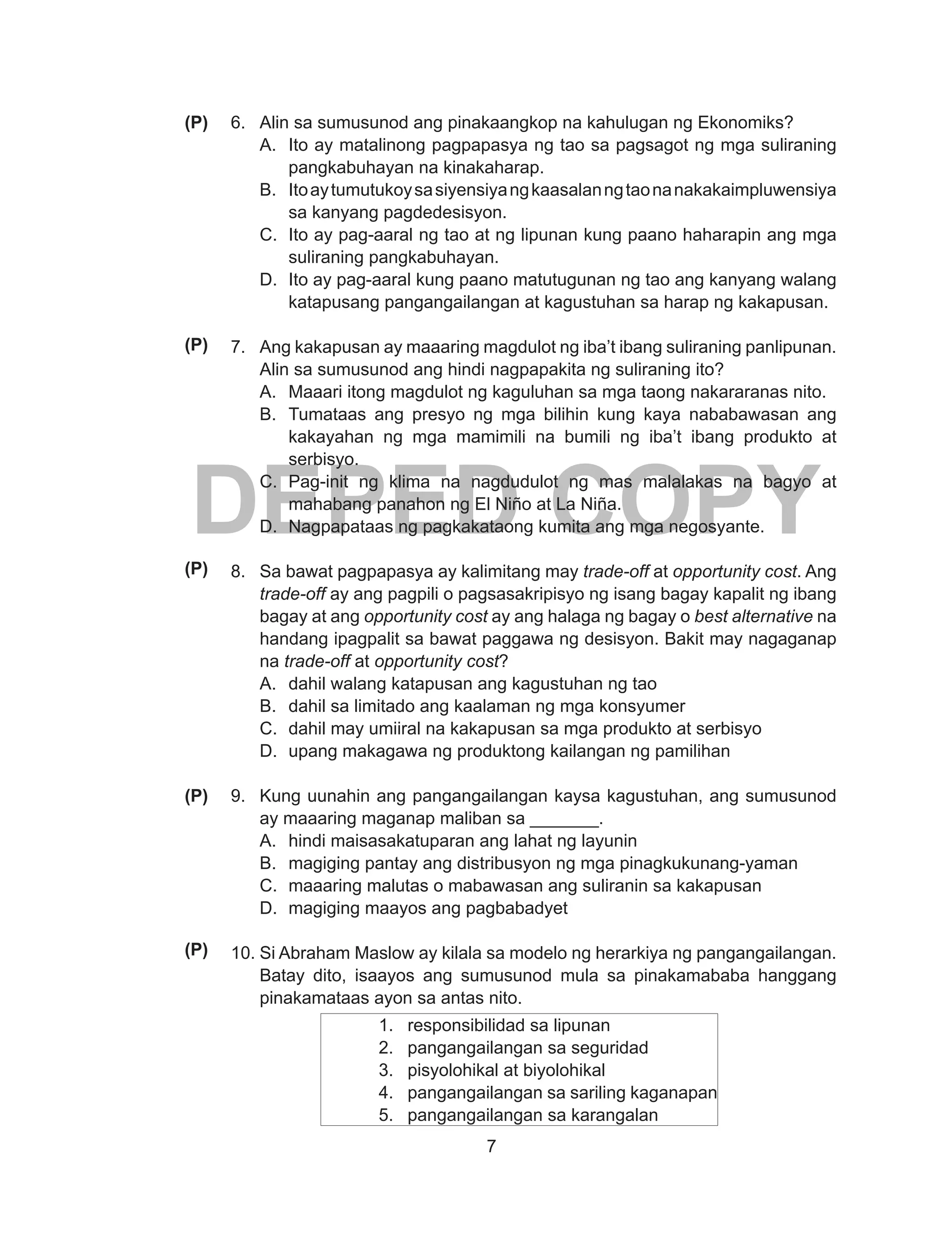 Ekonomiks Learning Module Yunit 1 | PDF