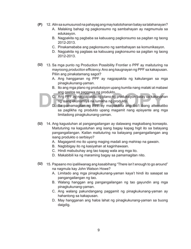 Ekonomiks Learning Module Yunit 1 | PDF