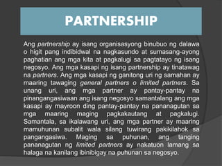 Ekonomiks mga organisasyon-ng-negosyo | PPTX