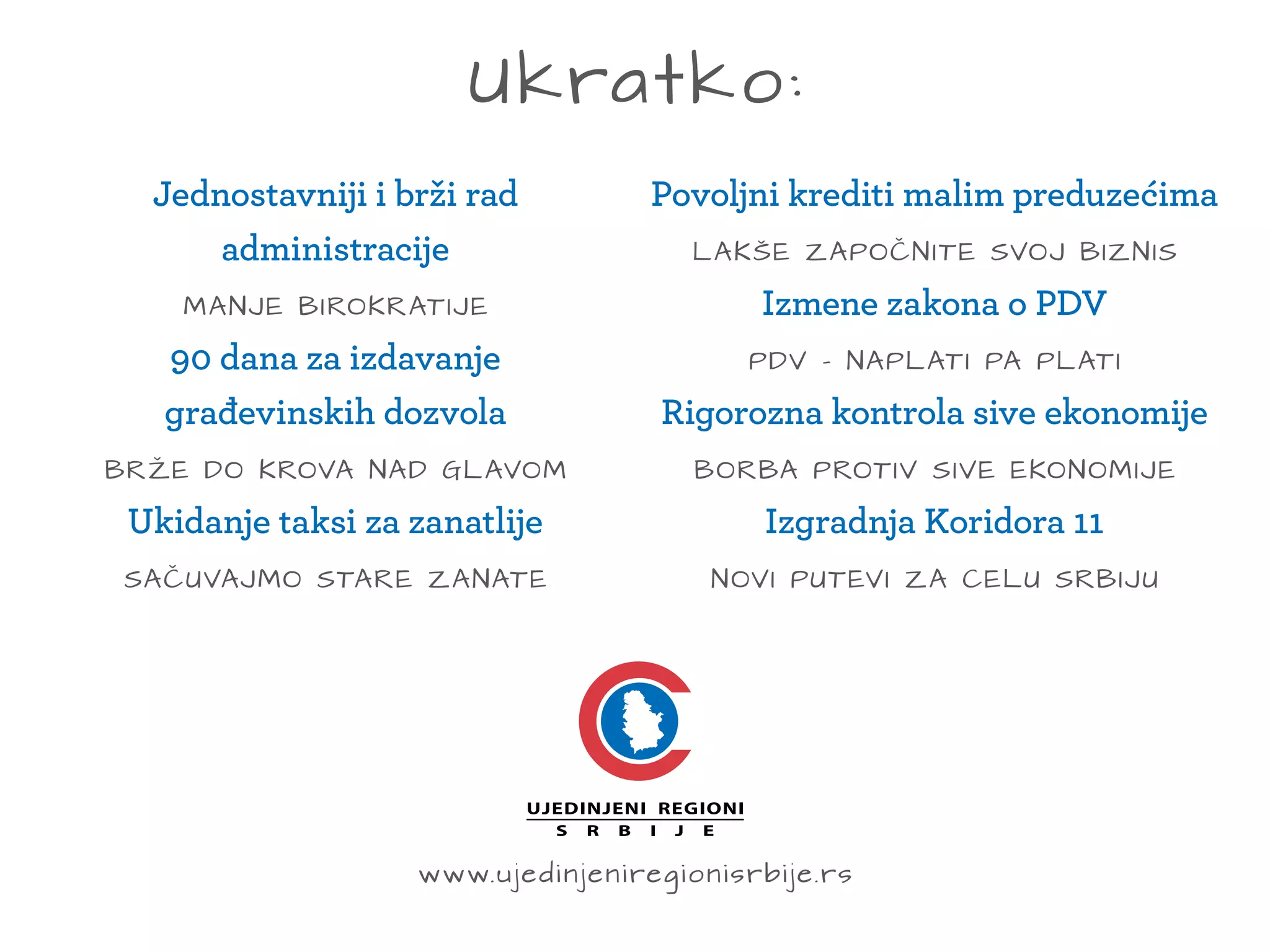 Ujedinjeni regioni Srbije - Program ekonomija | PPT