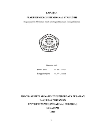 laporan praktikum Ekologi perairan di danau | DOCX