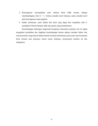 laporan praktikum Ekologi perairan di danau | DOCX