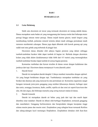 laporan praktikum Ekologi perairan di danau | DOCX