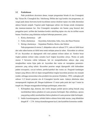 laporan praktikum Ekologi perairan di danau | DOCX