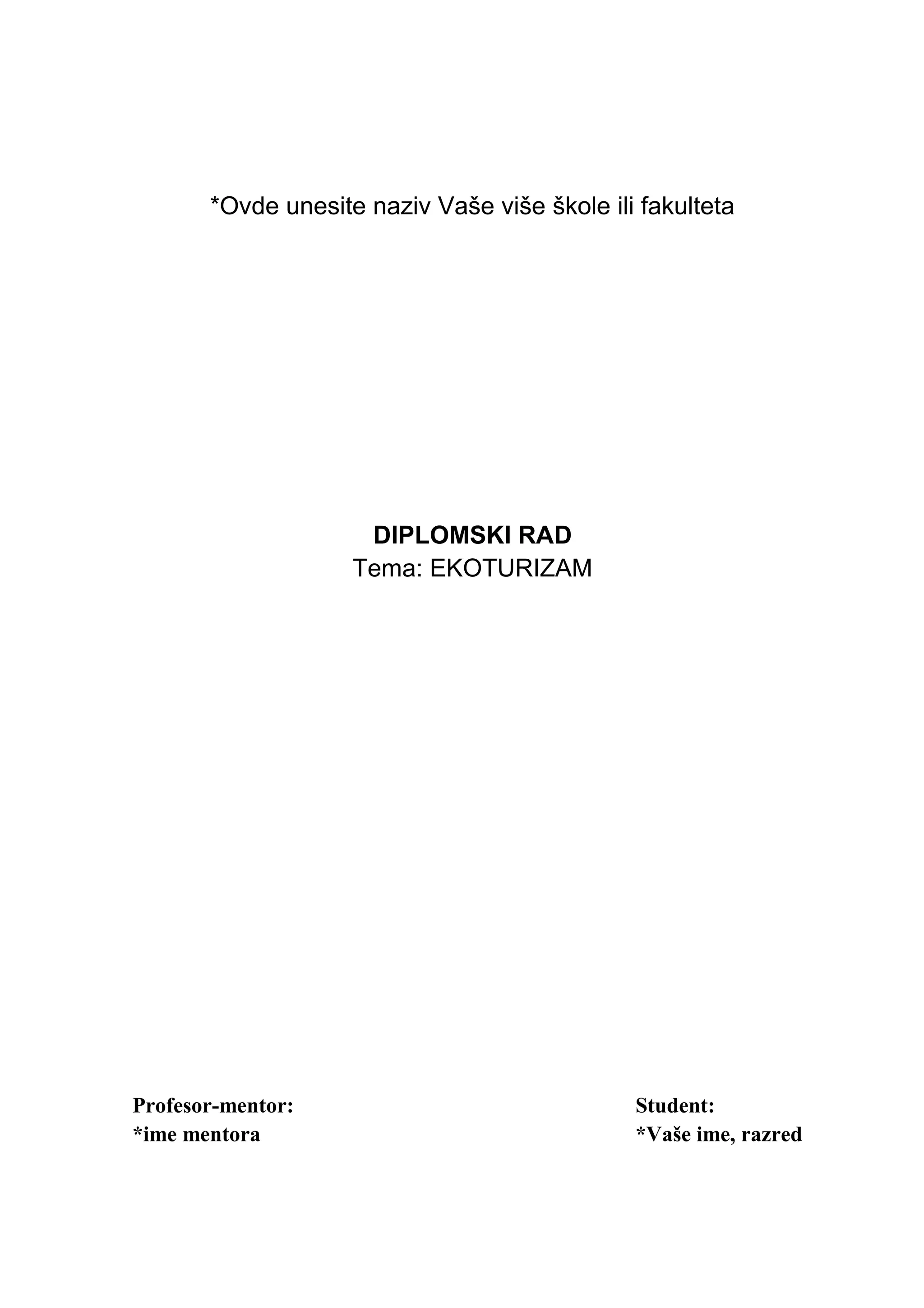 Ekoturizam diplomski rad | DOC