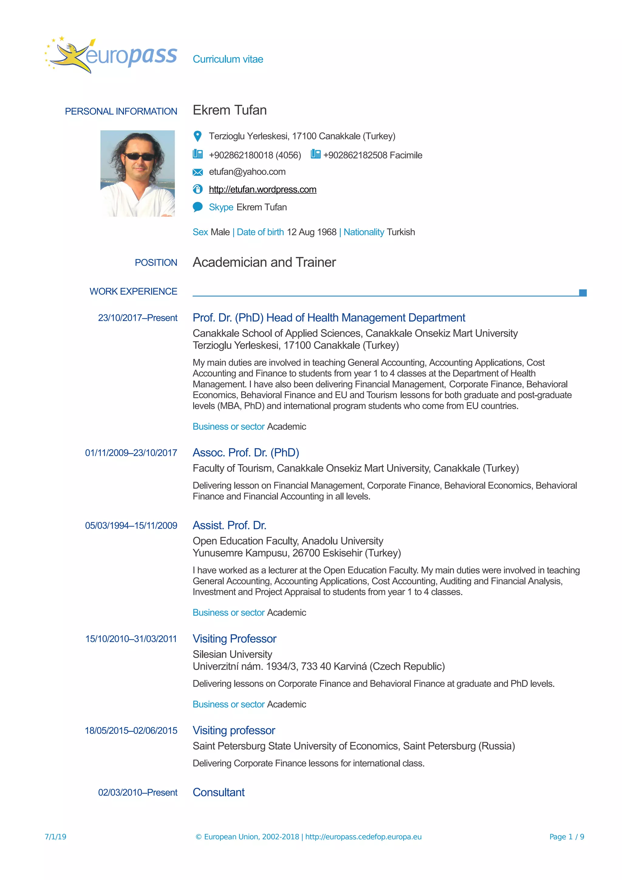 Ekrem Tufan CV | PDF