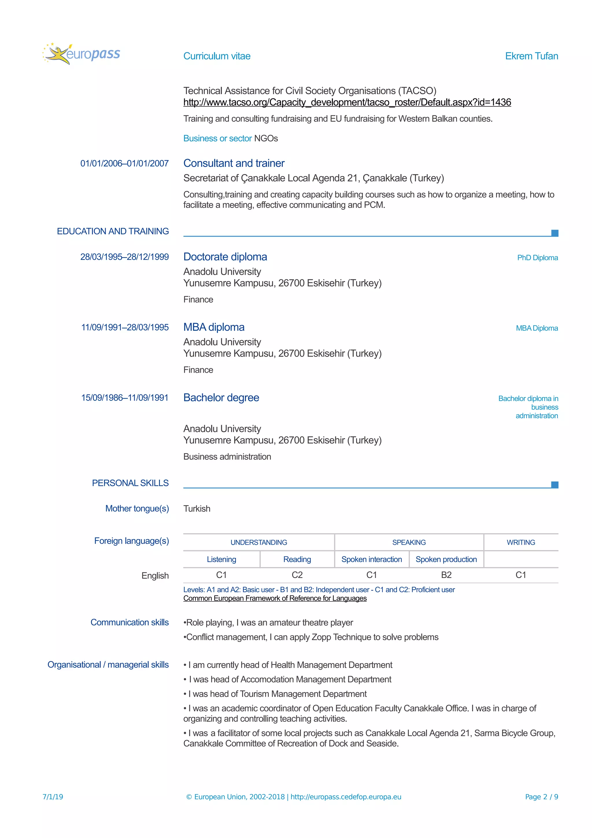 Ekrem Tufan CV | PDF