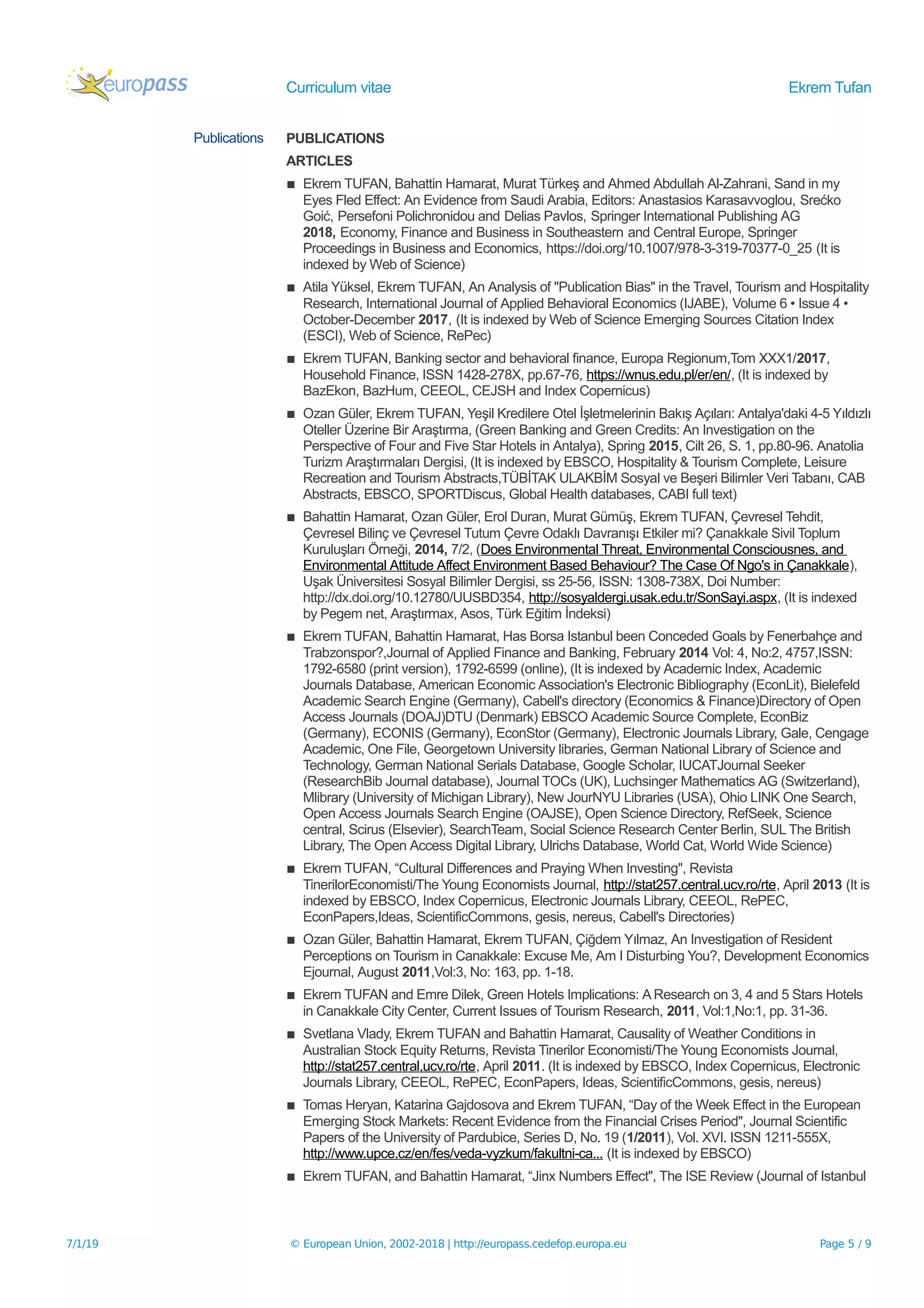 Ekrem Tufan CV | PDF