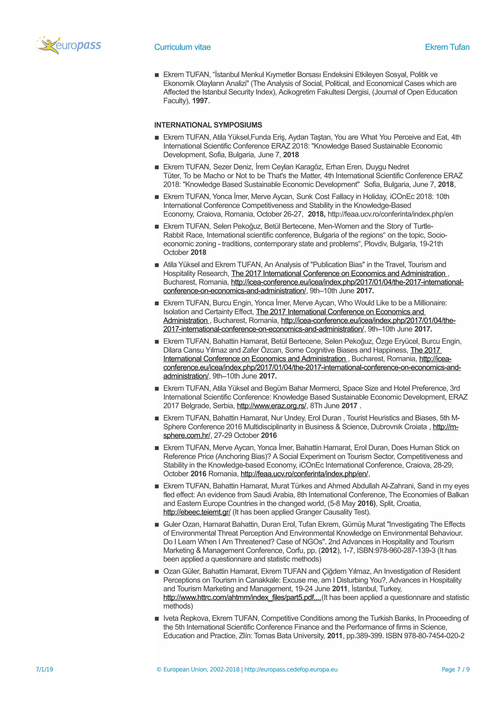 Ekrem Tufan CV | PDF