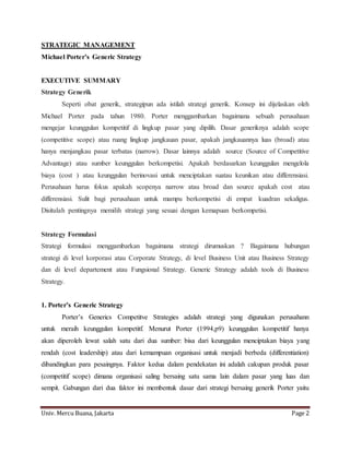 Eksekutive summery strategi generik poter | PDF