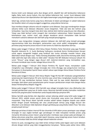 Nota Keberatan (Eksepsi) Anas Urbaningrum (sumber: peradilan.co) | PDF