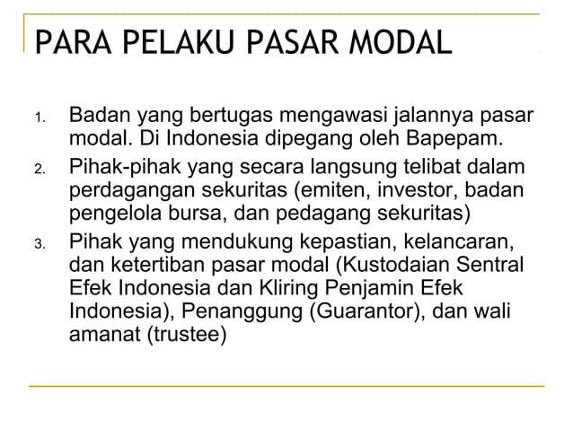 EKSI 4203 - Modul 1 Pengertian dan Instrument Pasar Modal | PPT