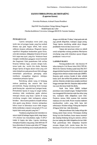 Eksisi fibrolipoma retrofaring dengan pendekatan transcervical laporan ...