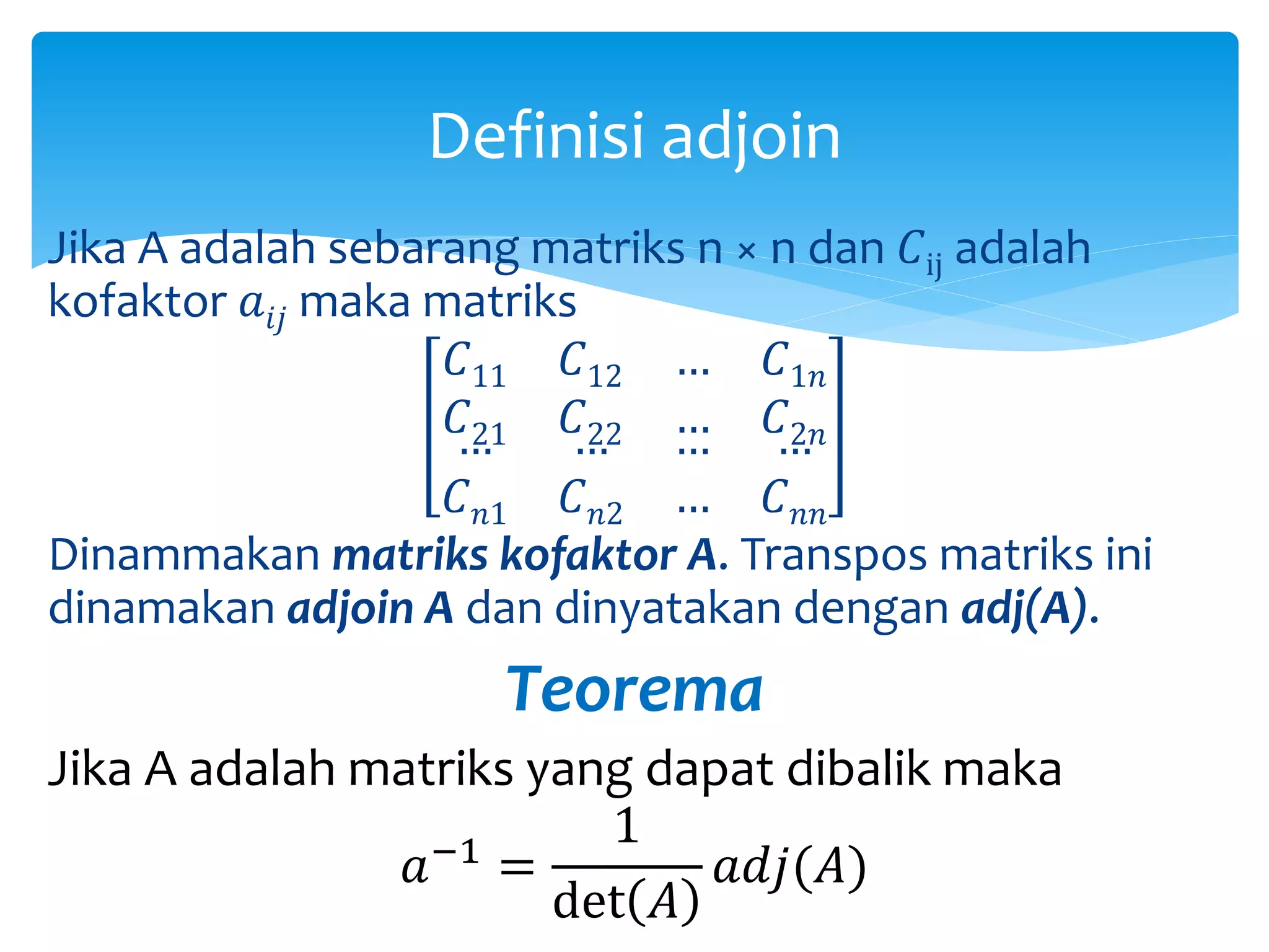 Ekspansi kofaktor dan aturan cramer | PPTX