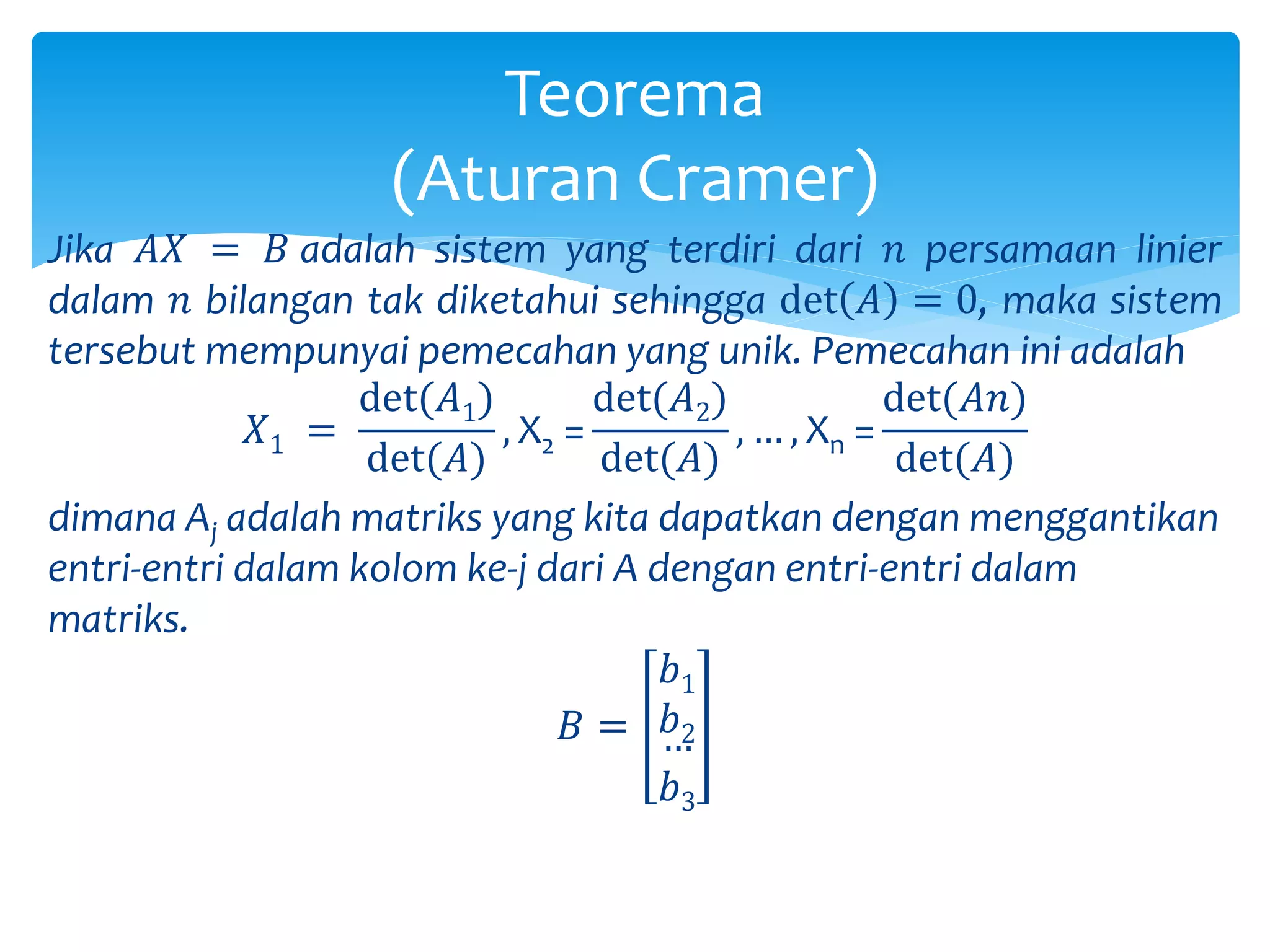 Ekspansi kofaktor dan aturan cramer | PPTX