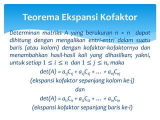 Ekspansi kofaktor dan aturan cramer | PPTX