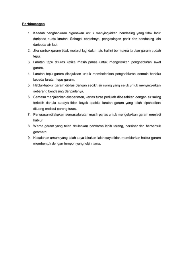 Laporan Amali Kimia: Penghabluran Semula | DOCX