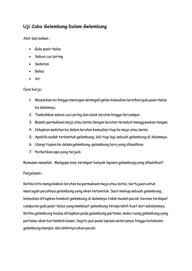 Eksperimen Sains Untuk Anak Docx