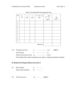 Eksperimen soal ayunan fisis final | PDF