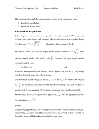Eksperimen soal ayunan fisis final | PDF