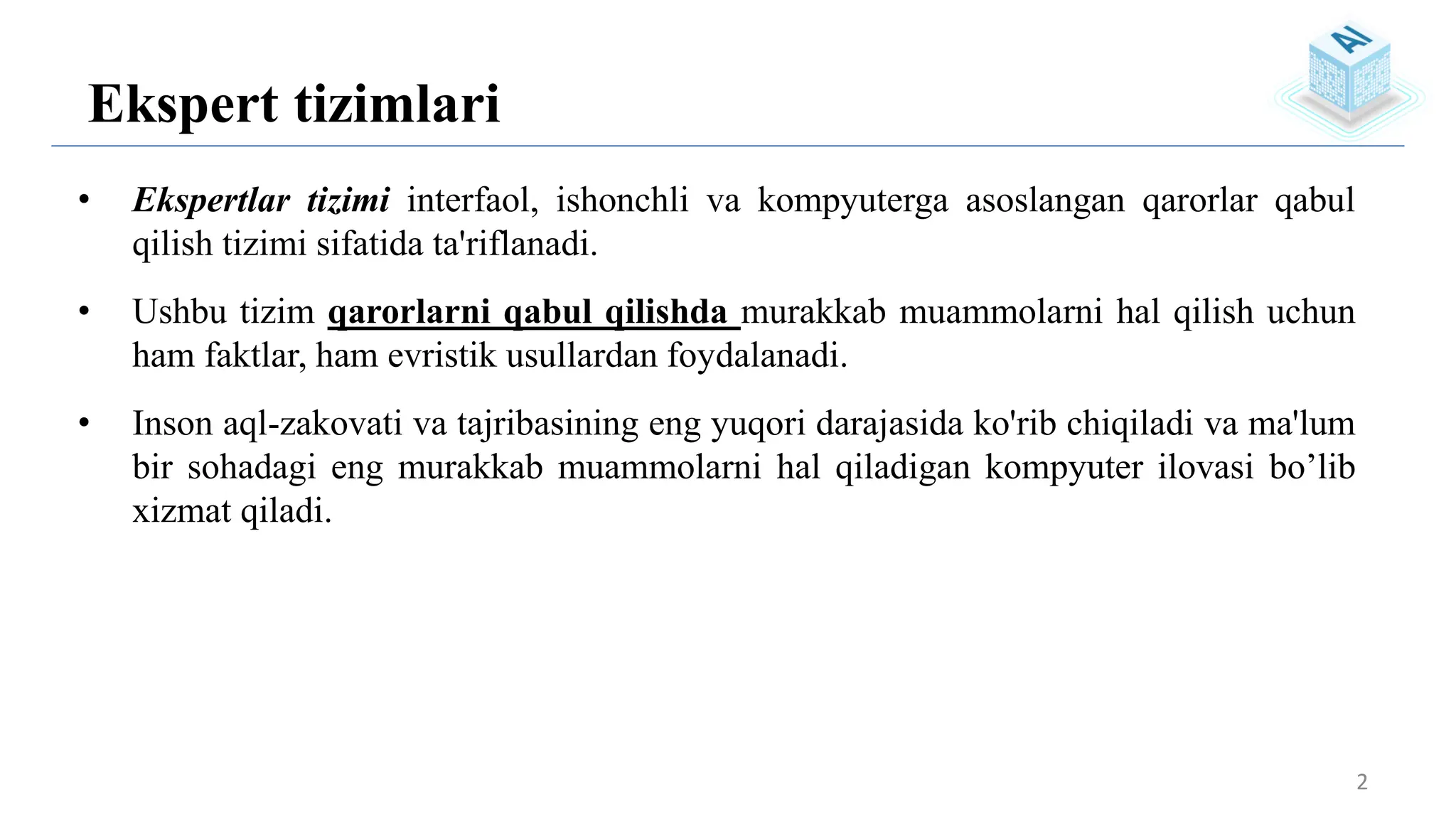 Ekspert tizimlari va ularning turlari, asosiy xususiyatlari..pdf