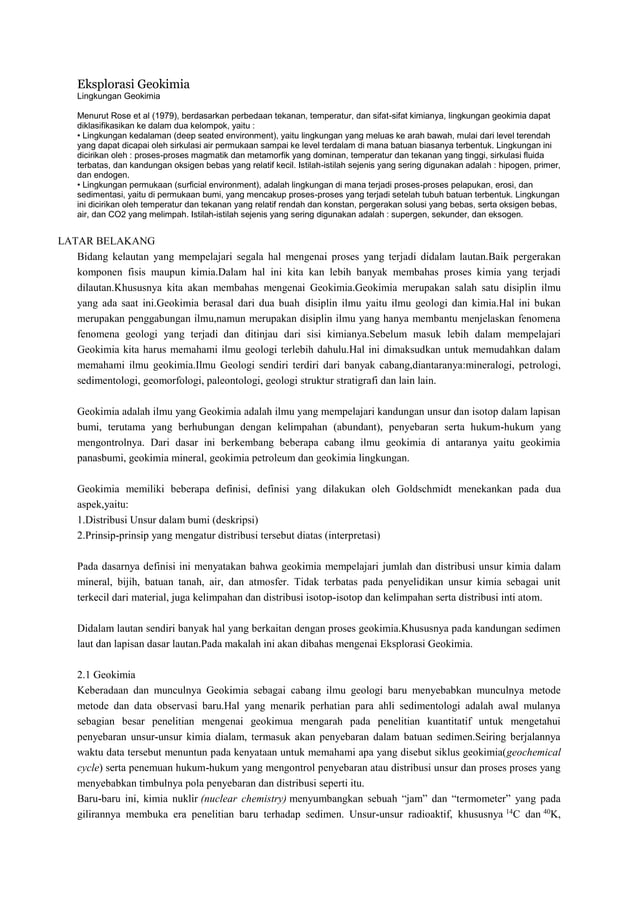Eksplorasi geokimia | DOCX