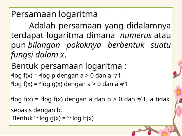 Presentasi Materi eksponen dan logaritma. | PPTX