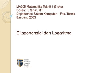 Model Eksponensial dan Logaritma | PPT