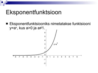 Eksponent- ja logaritmfunktsioon | PPT