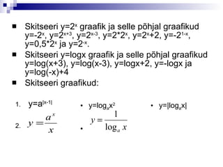 Eksponent- ja logaritmfunktsioon | PPT