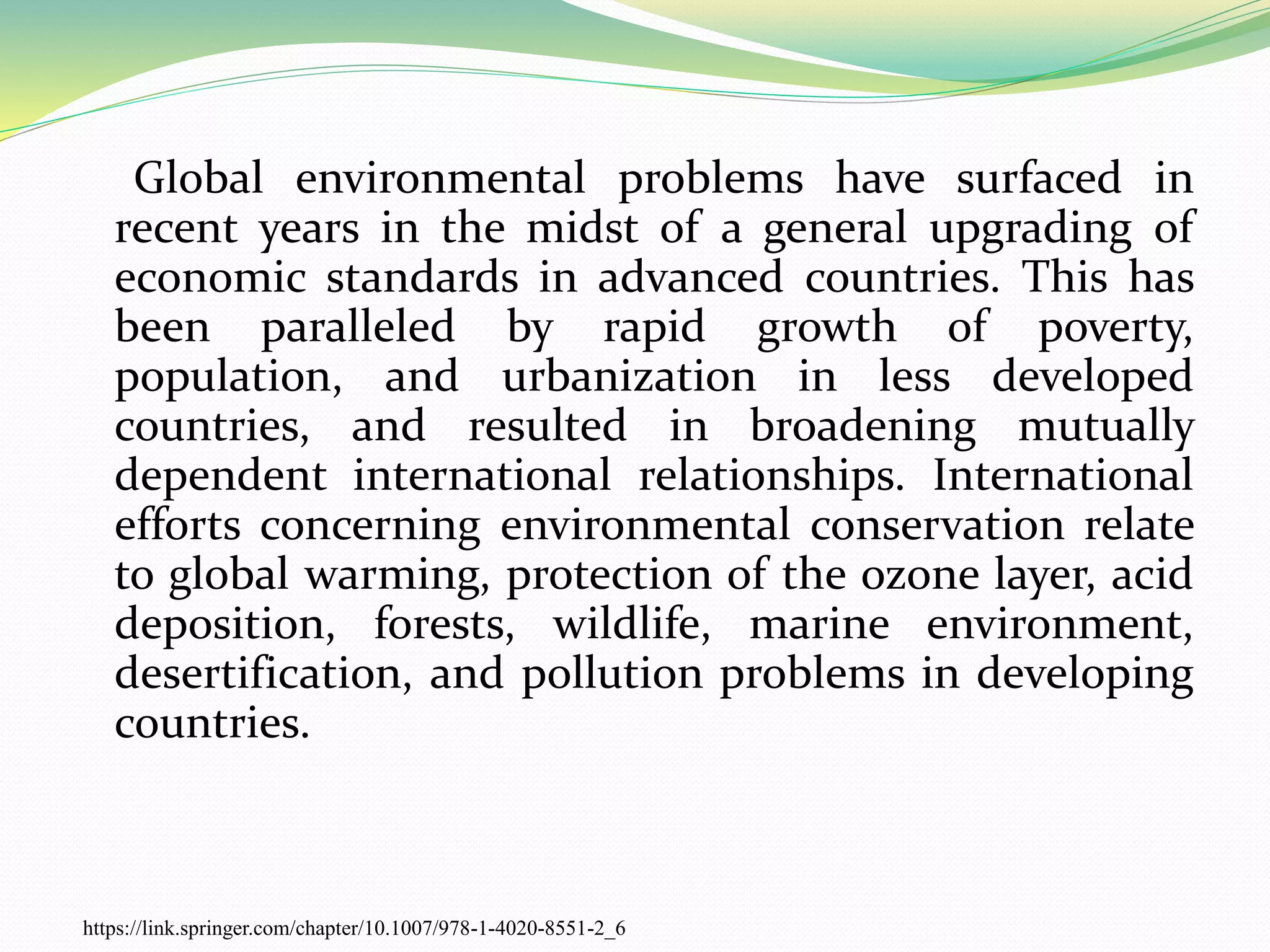 National and International Effort in Improving Environmental Quality | PPTX