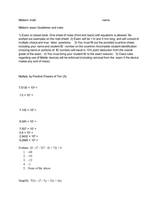 Midtearm math | PDF