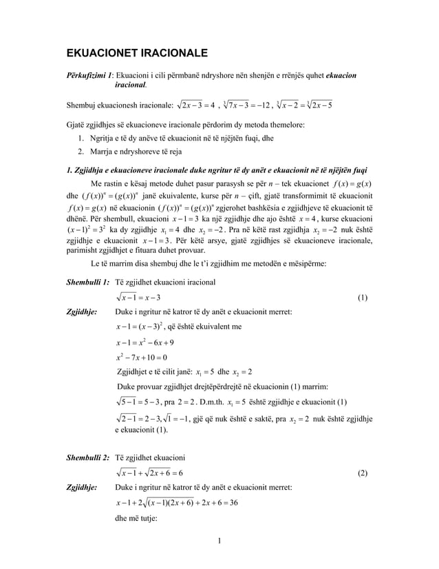 Ekuacionetiracionale | PDF