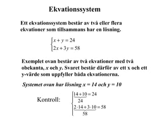 Ekvationssystem | PPT