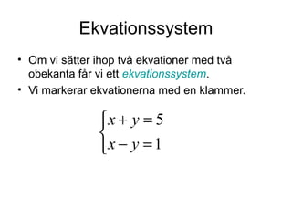 Ekvationssystem | PPT