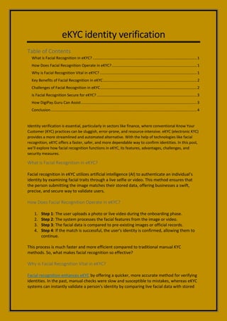 eKYC identity verification for face recognition | PDF