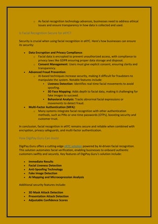 eKYC identity verification for face recognition | PDF