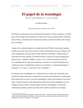 El papel-de-la-tecnología-marc-prensky | PDF