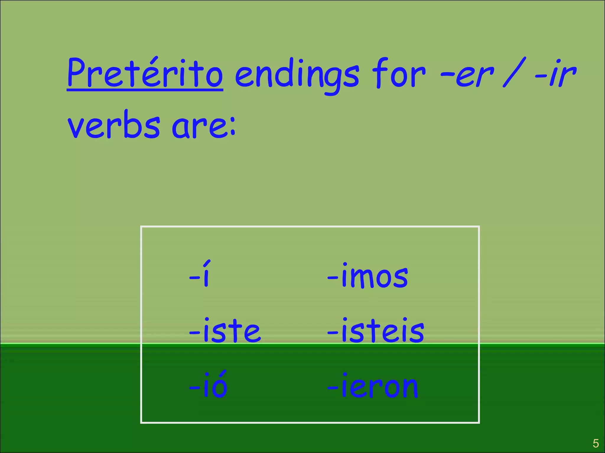 El Pretérito In Spanish | PPT