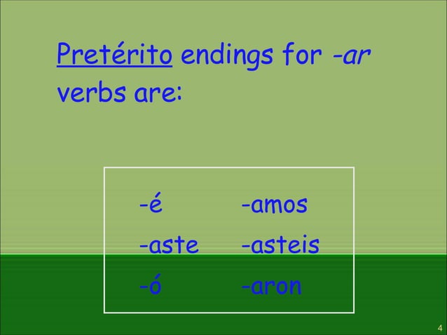 El Pretérito In Spanish | PPT