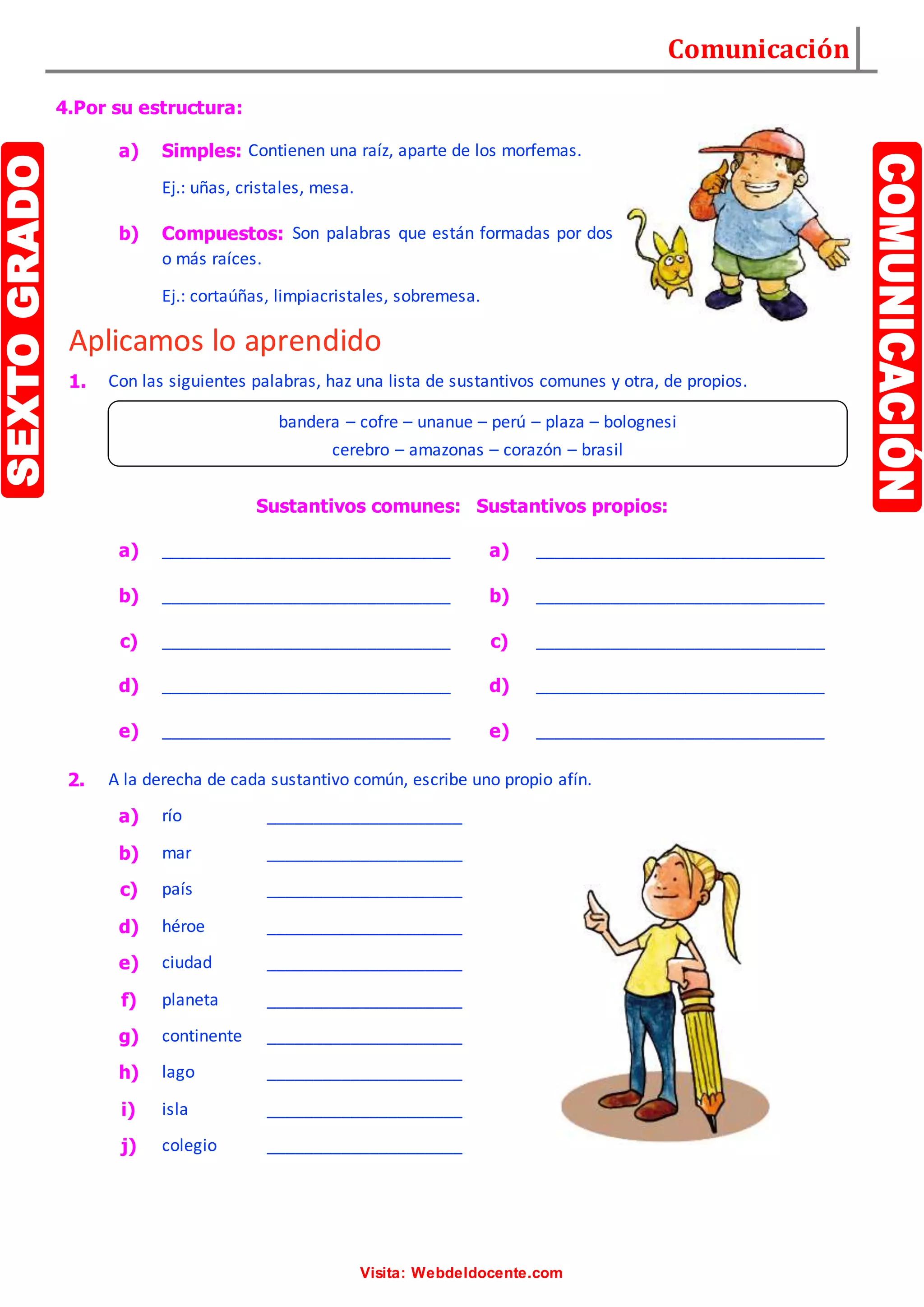 Hoja De Trabajo De Sustantivos Posesivos, Sexto Grado Possessive