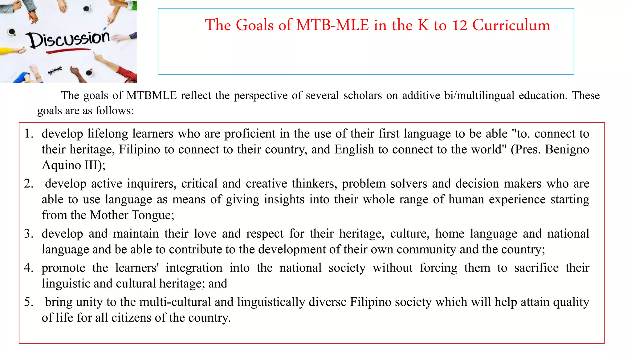 MTB-MLE Framework | PPTX