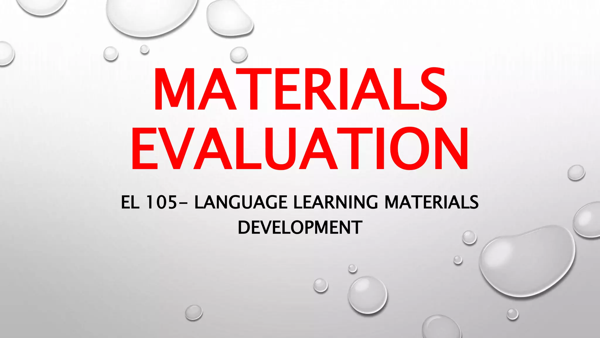 Materials Evaluation | PPTX